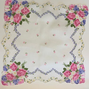 Beautiful Vintage Pink and Purple Flowered Handkerchiefs - Etsy