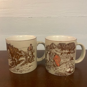 Amish Scene Mugs - 1970s Pair - Etsy