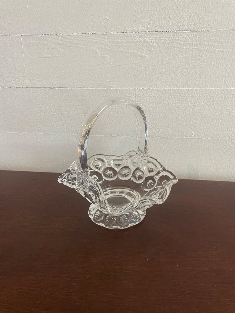 LE Smith Glass Basket Clear Glass Moon and Stars Pattern - Etsy