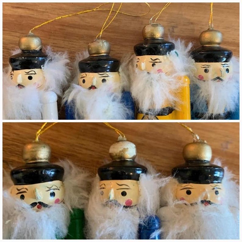 Vintage Wood Nutcracker Christmas Ornaments - Set of 8 - Etsy