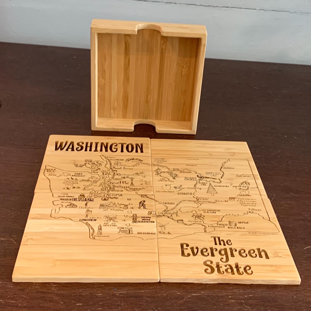 Washington State Puzzle Coaster Set - Etsy