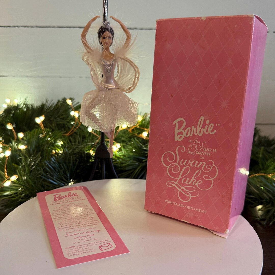 Avon Porcelain Barbie Swan Queen Ornament - 1998 - Second in Series - Etsy