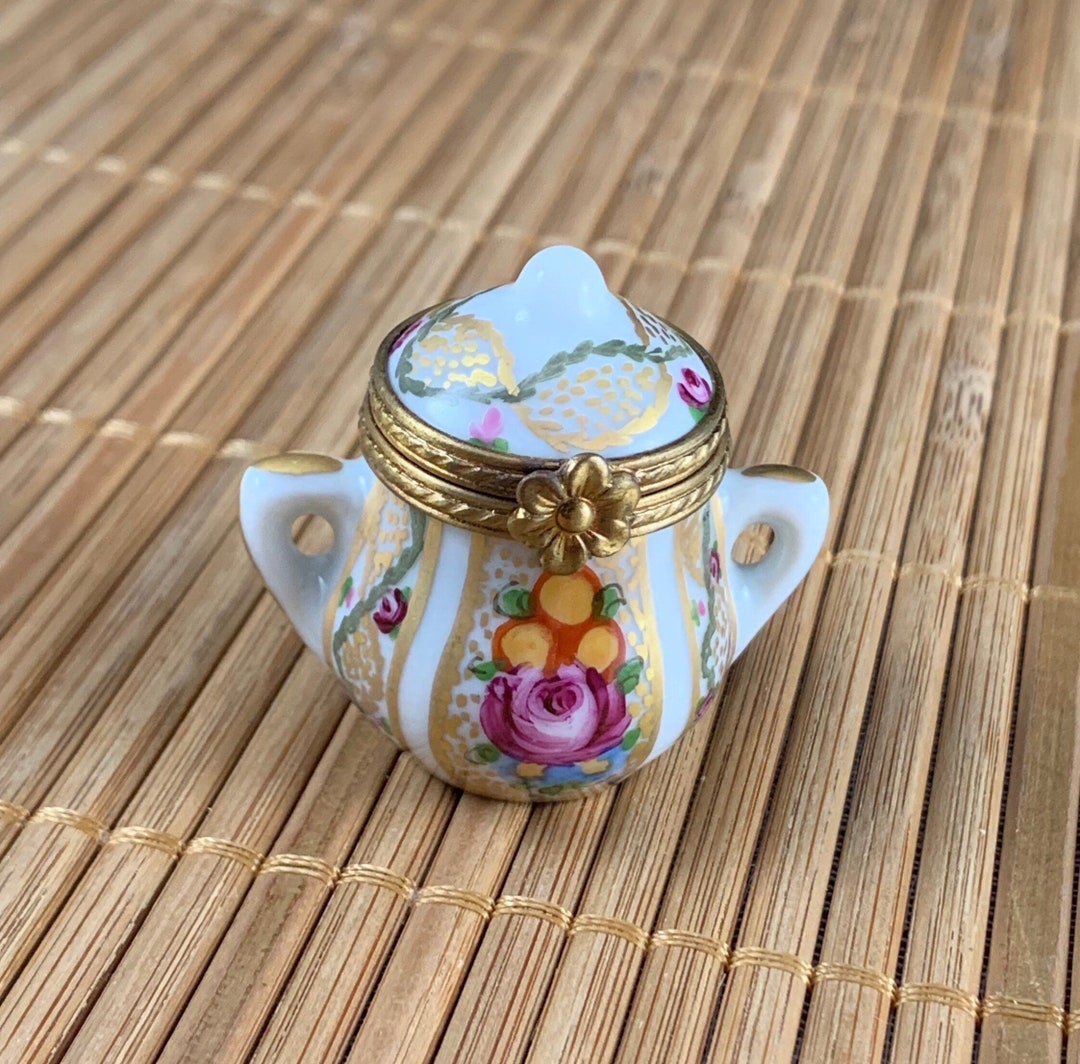 Vintage Limoges Flowered Urn Porcelain Hinged Box - Etsy