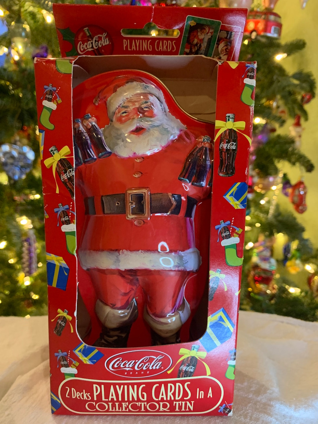Coca-cola Santa Collector Tin With Two Decks of Bicycle Playing Cards ...