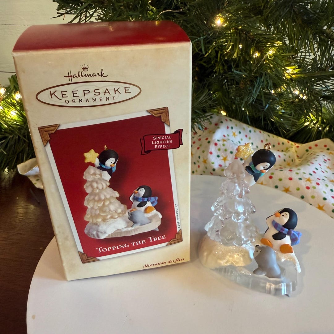 Hallmark Keepsake Ornament Penguins topping the Tree 2002 Lighting ...