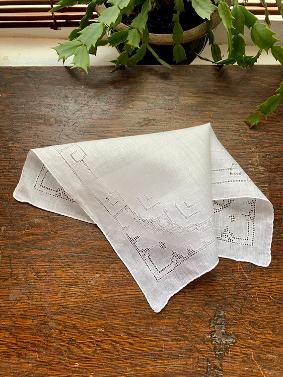 1910's Linen Pulled Thread/Drawn Thread Handkerchief … - Gem