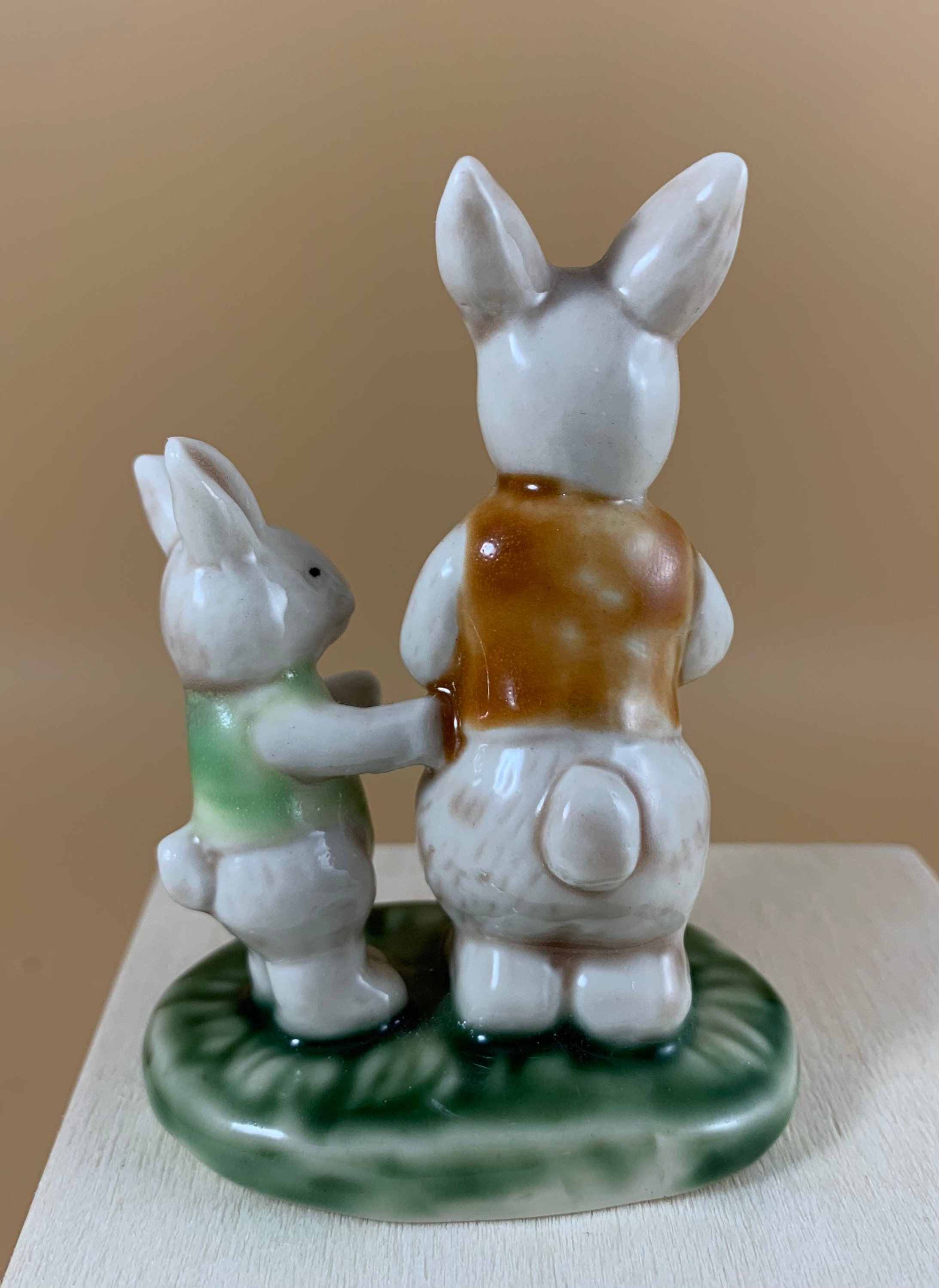 Vintage Albert Kessler Bunny Father and Son With Bird - Easter Decor - Etsy