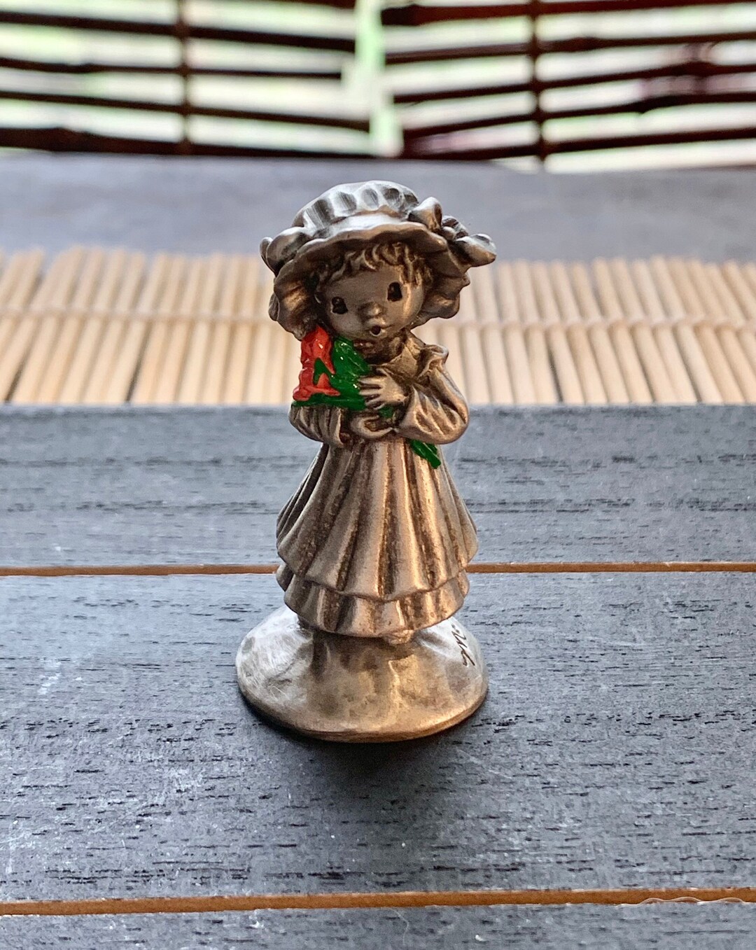 Little Gallery Girl With Tulips - Pewter Hallmark Figurine - 1981 - Etsy