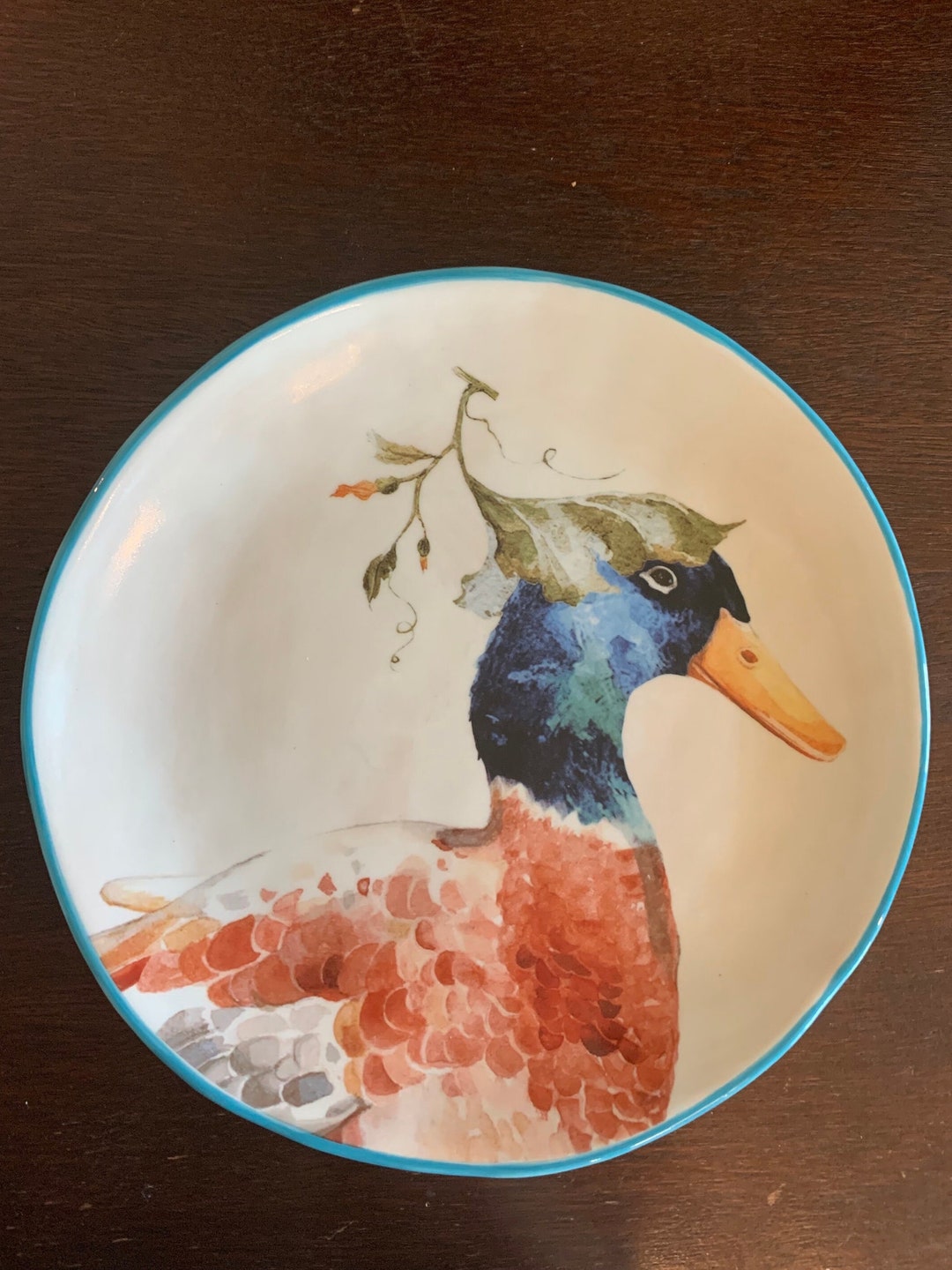 Pier 1 Hand Painted Duck Stoneware Plate - Retired - Etsy