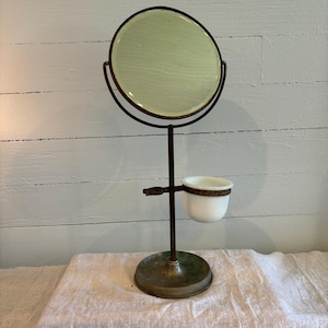 Antique Shaving Mirror With Cup - Etsy