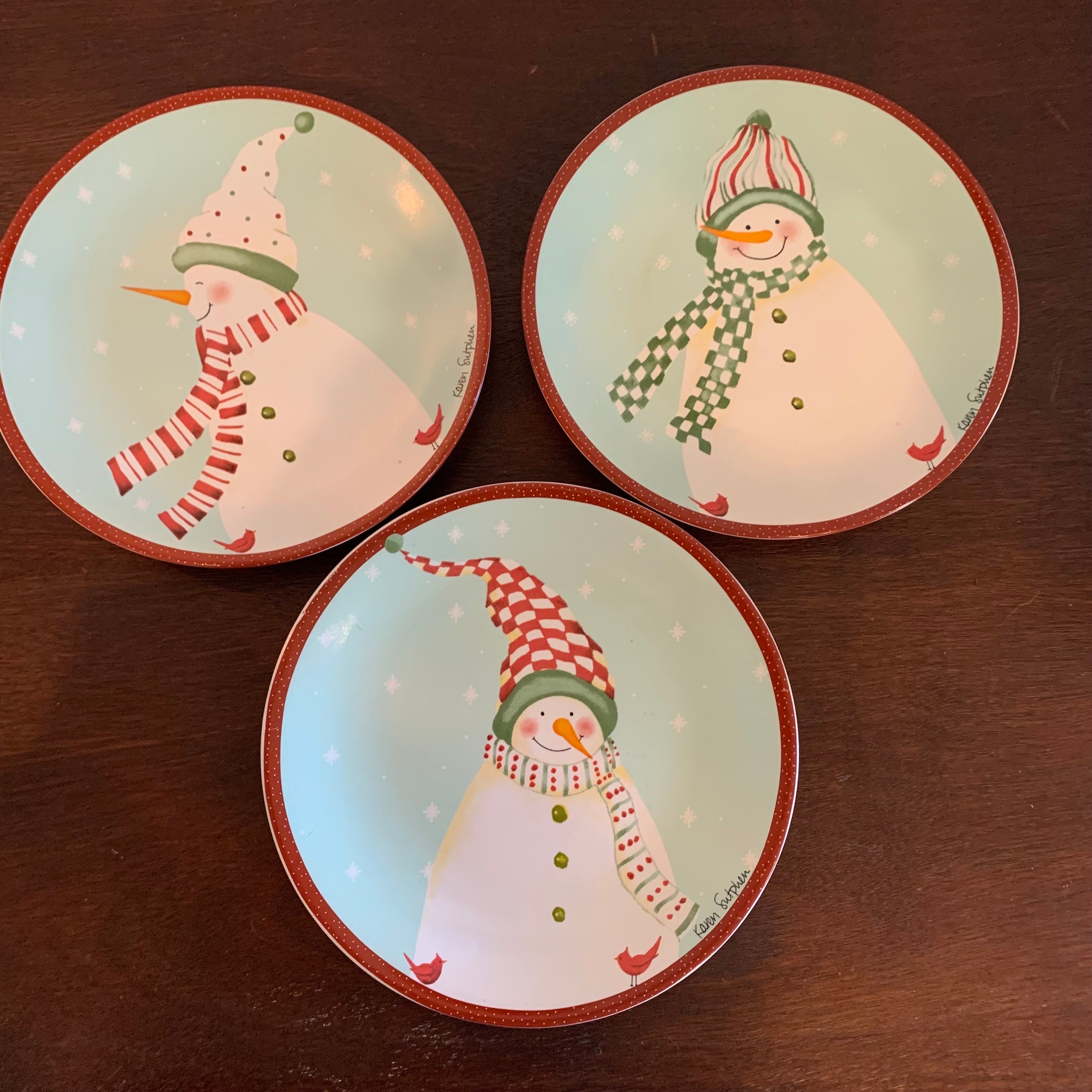 Nantucket Home Snowman Plates by Artist Karen Sutphen - Your Choice - Etsy