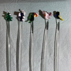 Glass Swizzle Sticks Elephant, Teddy Bear, Toucan, Cockatoo, Owl - Etsy