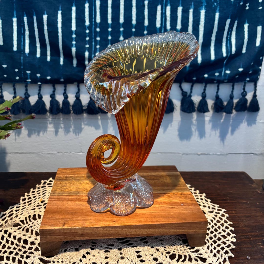 Amber Glass Horn of Plenty - Etsy