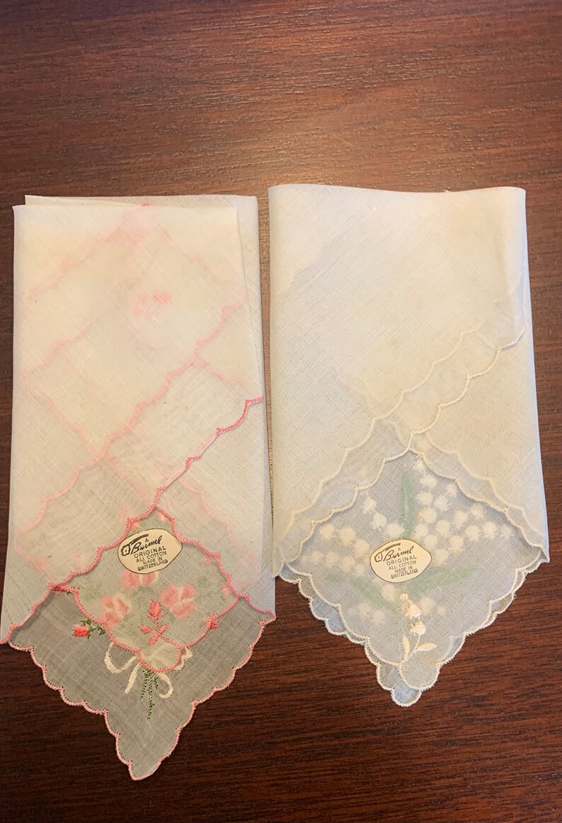 Vintage Burmel Embroidered Handkerchiefs - Set of Two - Etsy
