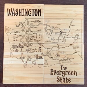 Washington State Puzzle Coaster Set - Etsy