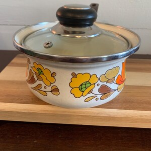 Sanko Ware Japan 1970’s Country Flowers Saucepan - Porcelain Enameled ...