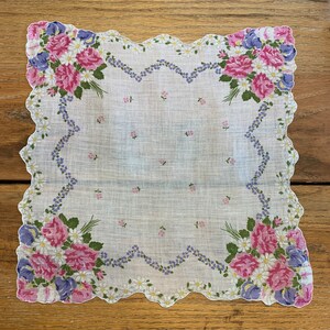 Beautiful Vintage Pink and Purple Flowered Handkerchiefs - Etsy