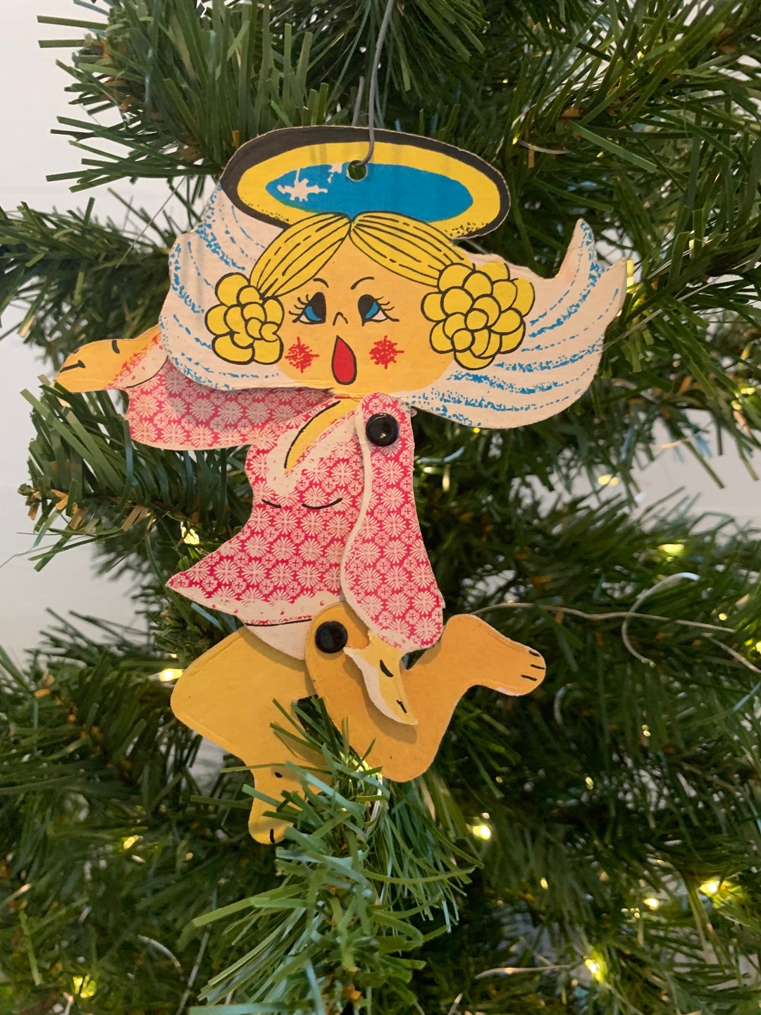 Vintage Comical Angel Jointed Die Cut Heavy Pressboard Christmas ...
