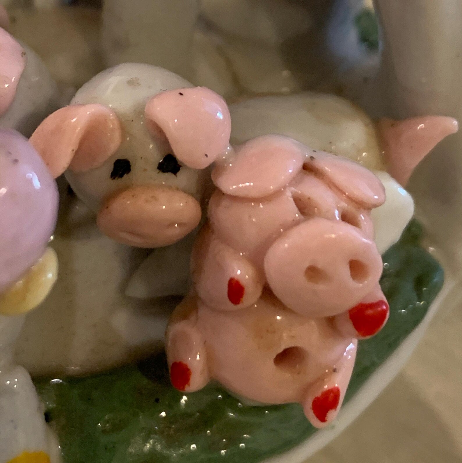 Vintage Ceramic Basket Full of Pigs - Etsy