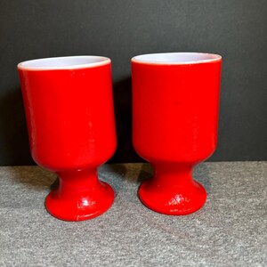 Red Pedestal Mugs - Set of Two - Etsy