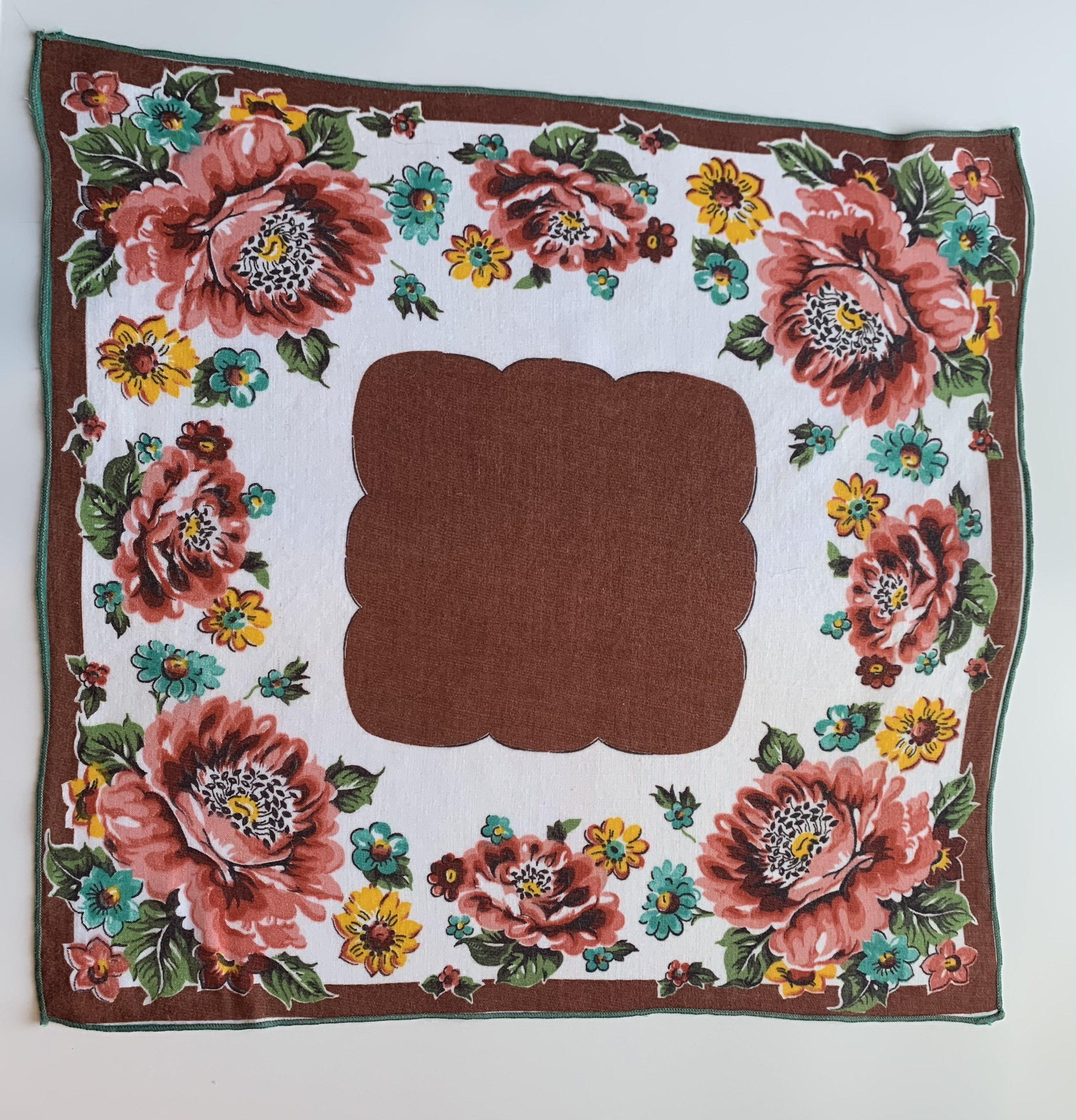 Set of 3 Vintage Brown Flowered Handkerchiefs Group 2 - Etsy
