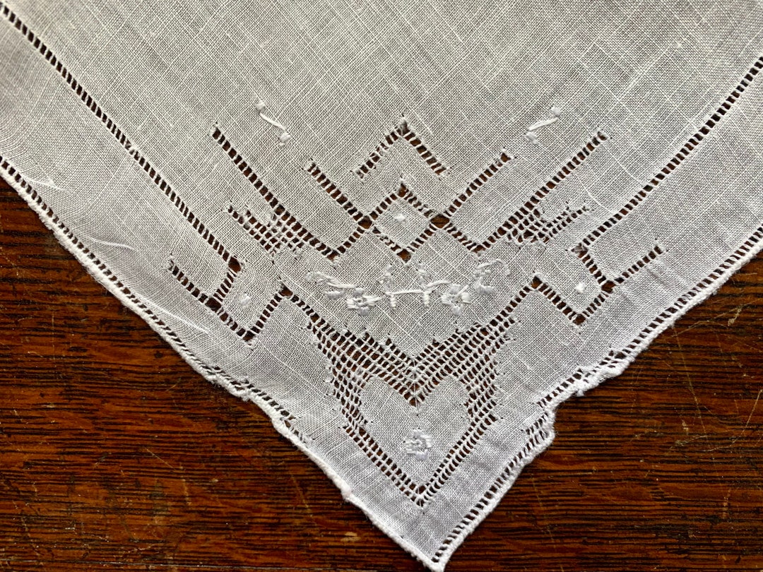Vintage Linen Embroidered Pulled Thread Hearts White on White ...