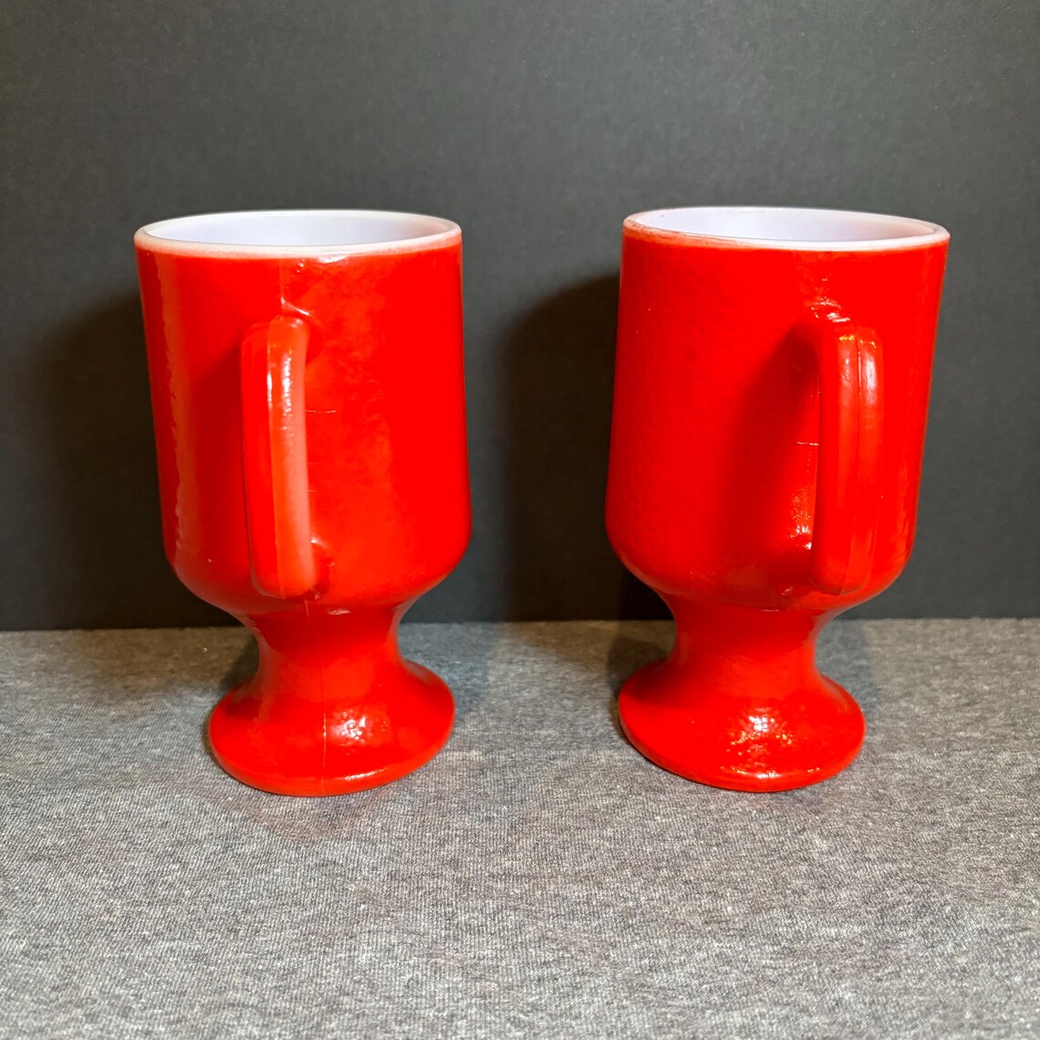 Red Pedestal Mugs - Set of Two - Etsy