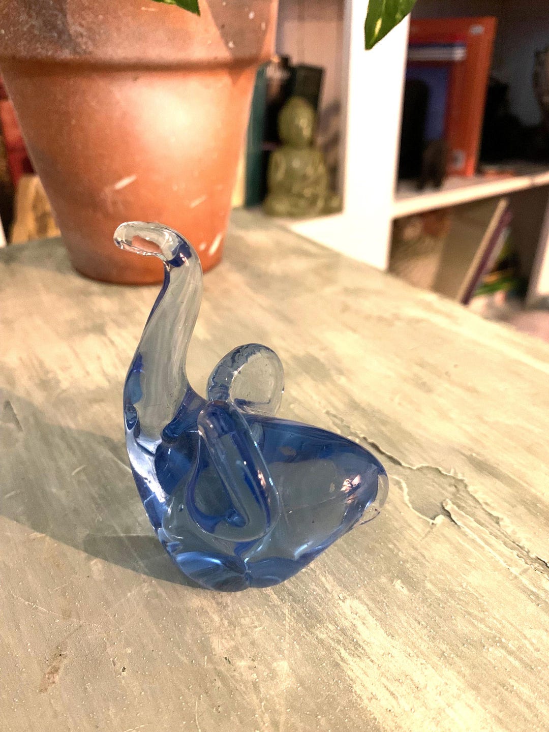 Blue Glass Elephant Figurine Paperweight With Upwards Trunk for Luck - Etsy