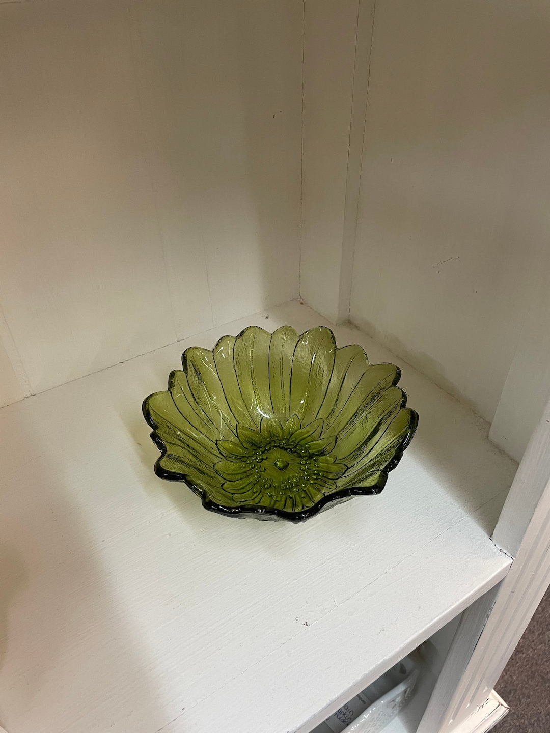 Green Flower Glass Bowl - Etsy