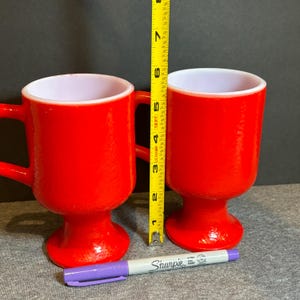 Red Pedestal Mugs - Set of Two - Etsy