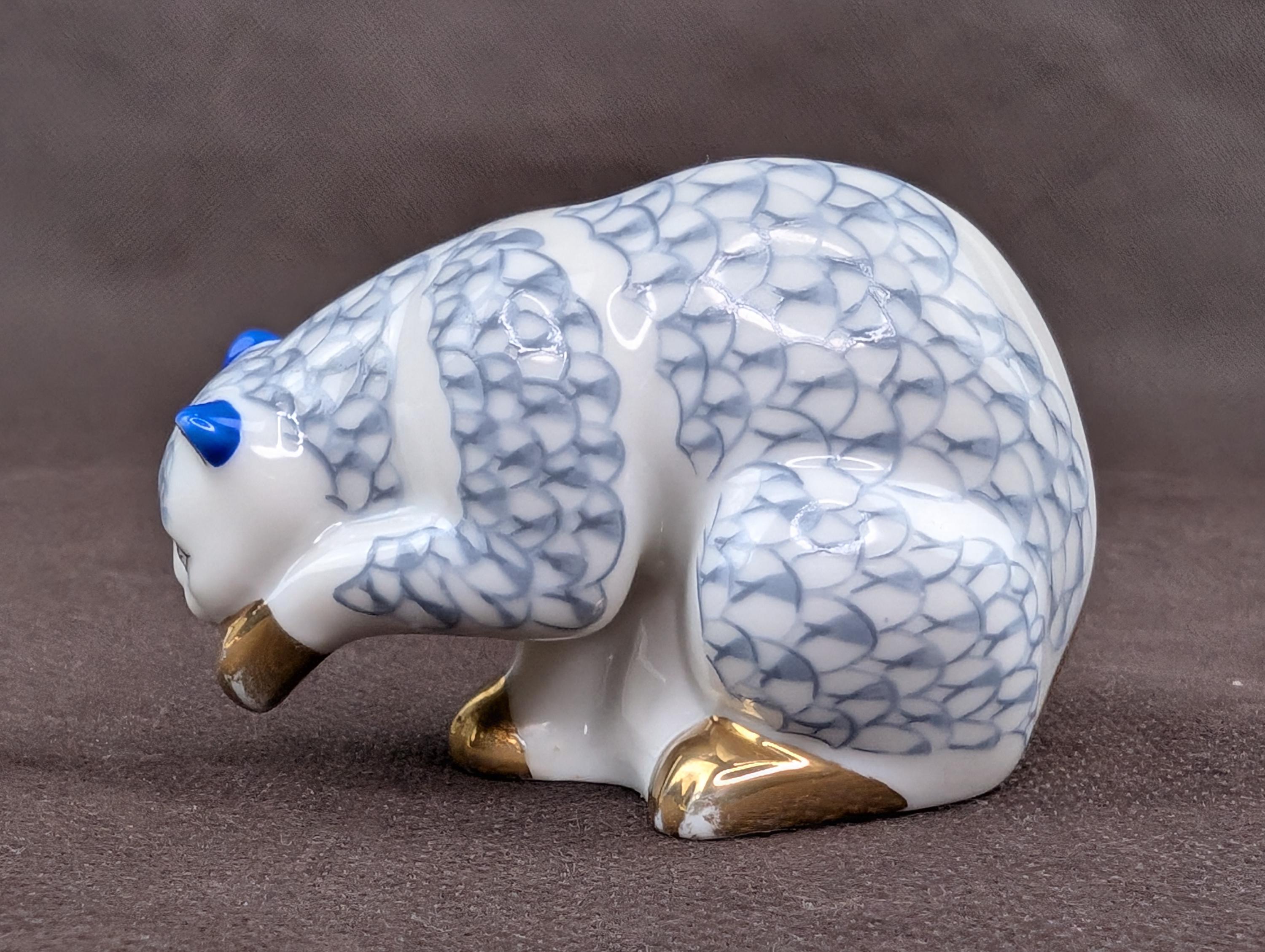 Vtg 1988 Franklin Mint Curio Cabinet Blue Gold Cat Figurine Miniature ...