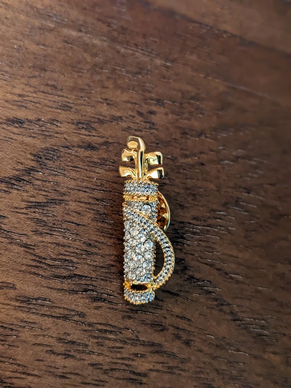 Vintage BALLOU REG'D Gold Tone White Crystal Rhinesto… - Gem