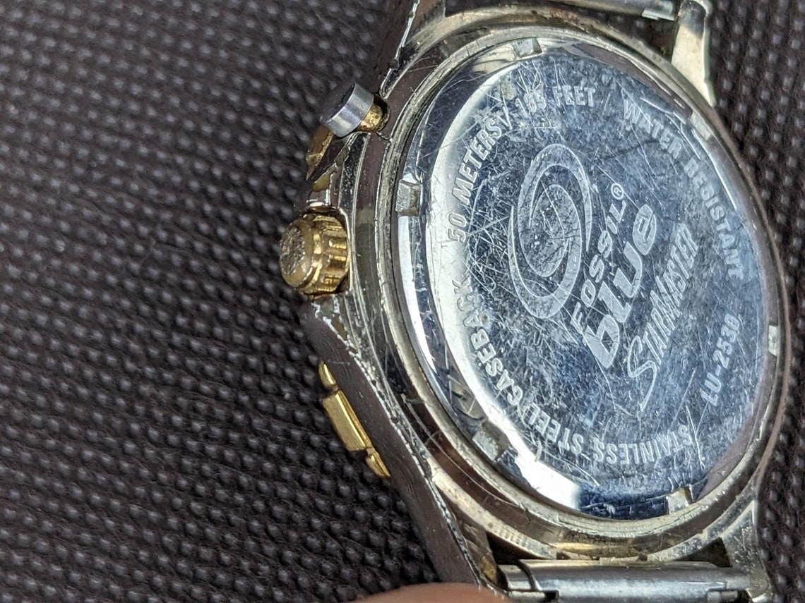 Two Tone Green Dial FOSSIL Blue Starmaster Stretch Watch Stainless ...