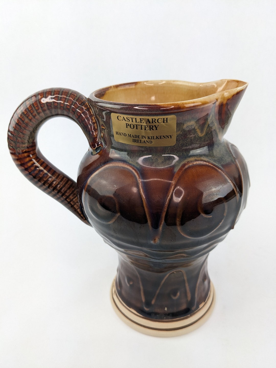 Vtg Castle Arch Kilkenny Ireland Brown Glaze Celtic Art Pottery Pitcher ...