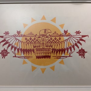 Native American Red Phoenix Eagle Bird Yellow Sun Totem Block - Etsy