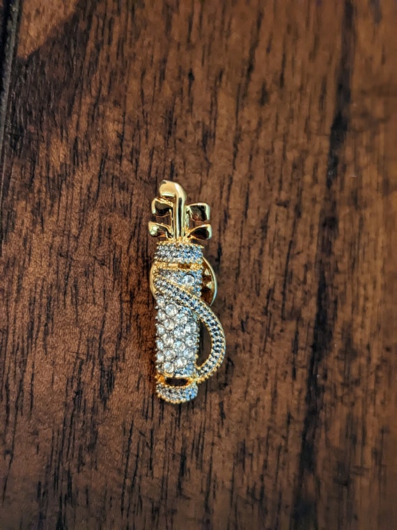 Vintage BALLOU REG'D Gold Tone White Crystal Rhinesto… - Gem