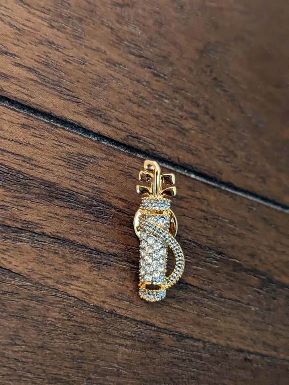 Vintage BALLOU REG'D Gold Tone White Crystal Rhinesto… - Gem