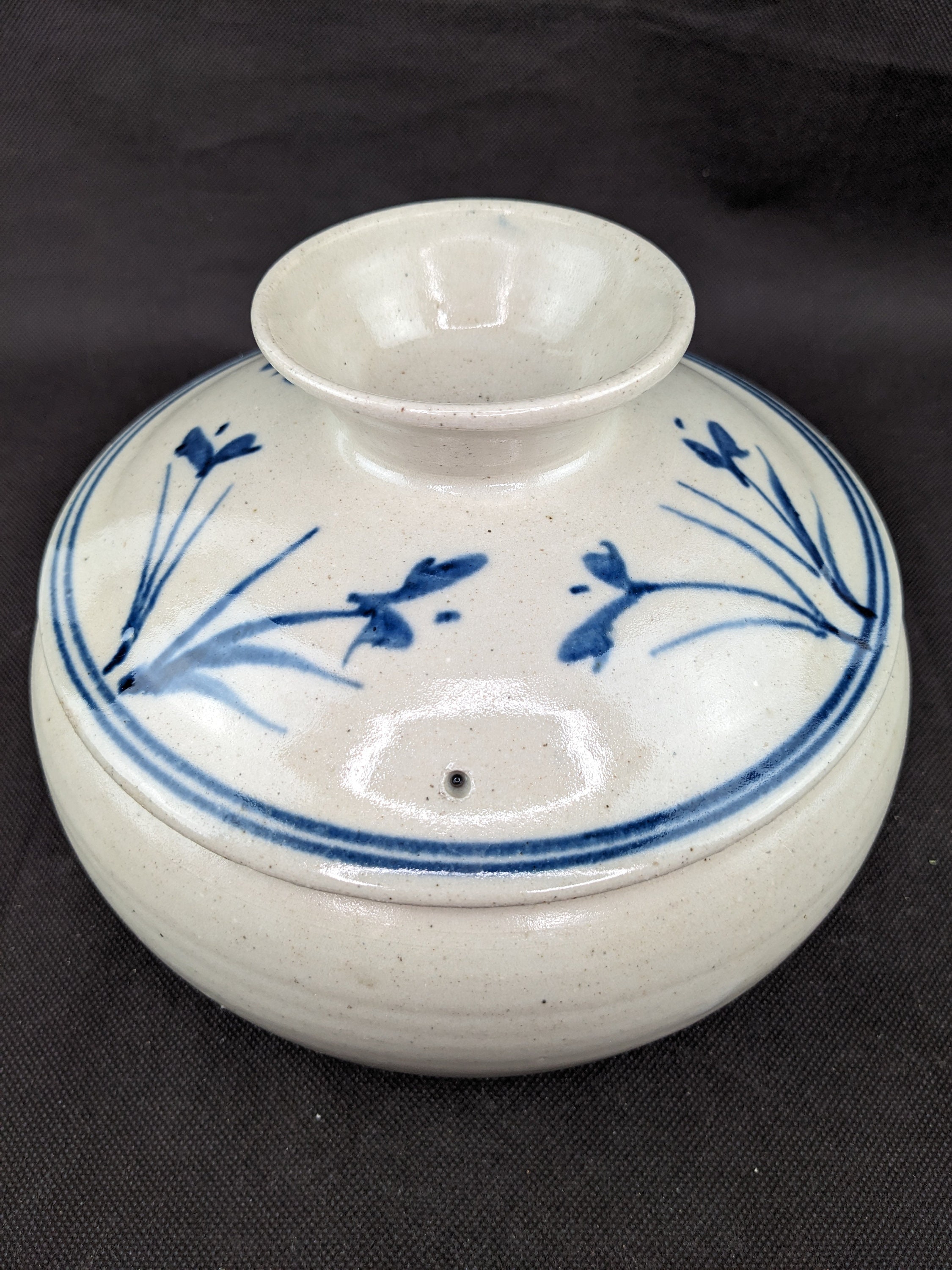 Asian Chinese Blue Floral Art Pottery White Stoneware Soup Stew Tureen ...