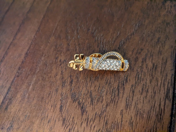 Vintage BALLOU REG'D Gold Tone White Crystal Rhinesto… - Gem