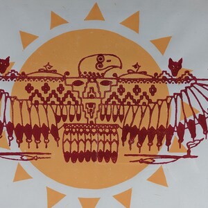Native American Red Phoenix Eagle Bird Yellow Sun Totem Block - Etsy
