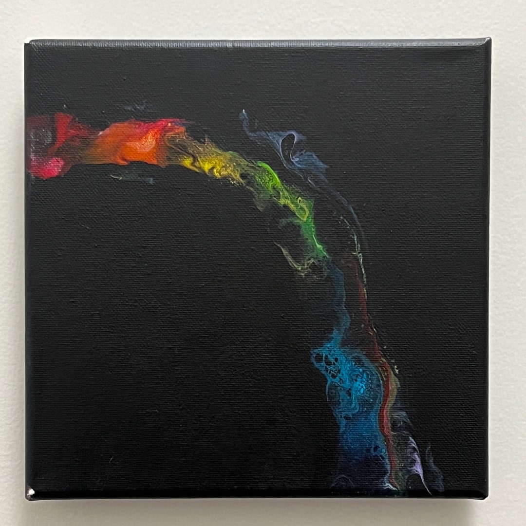 8x8 Colors in Smoke 8x8 Original Acrylic Pour Painting on Stretched ...