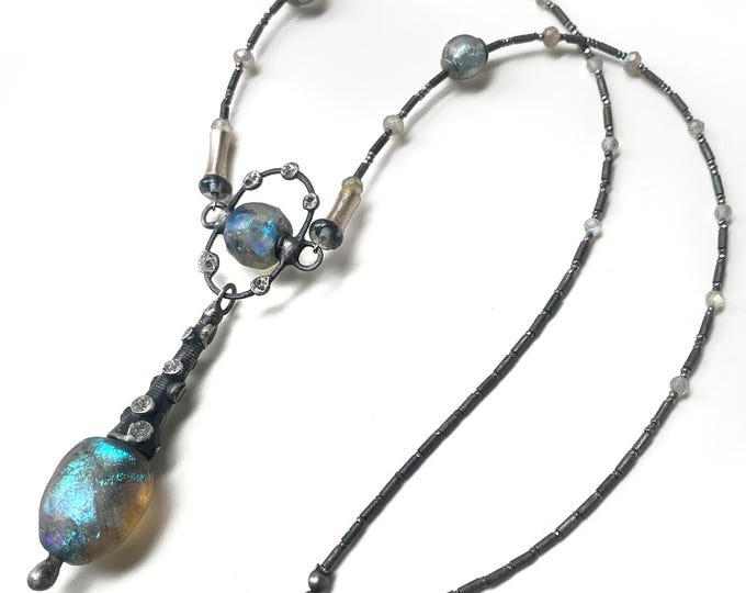 Artisan Lampwork Glass Necklace, Soldered Basha Bead Necklace, Mermaid ...