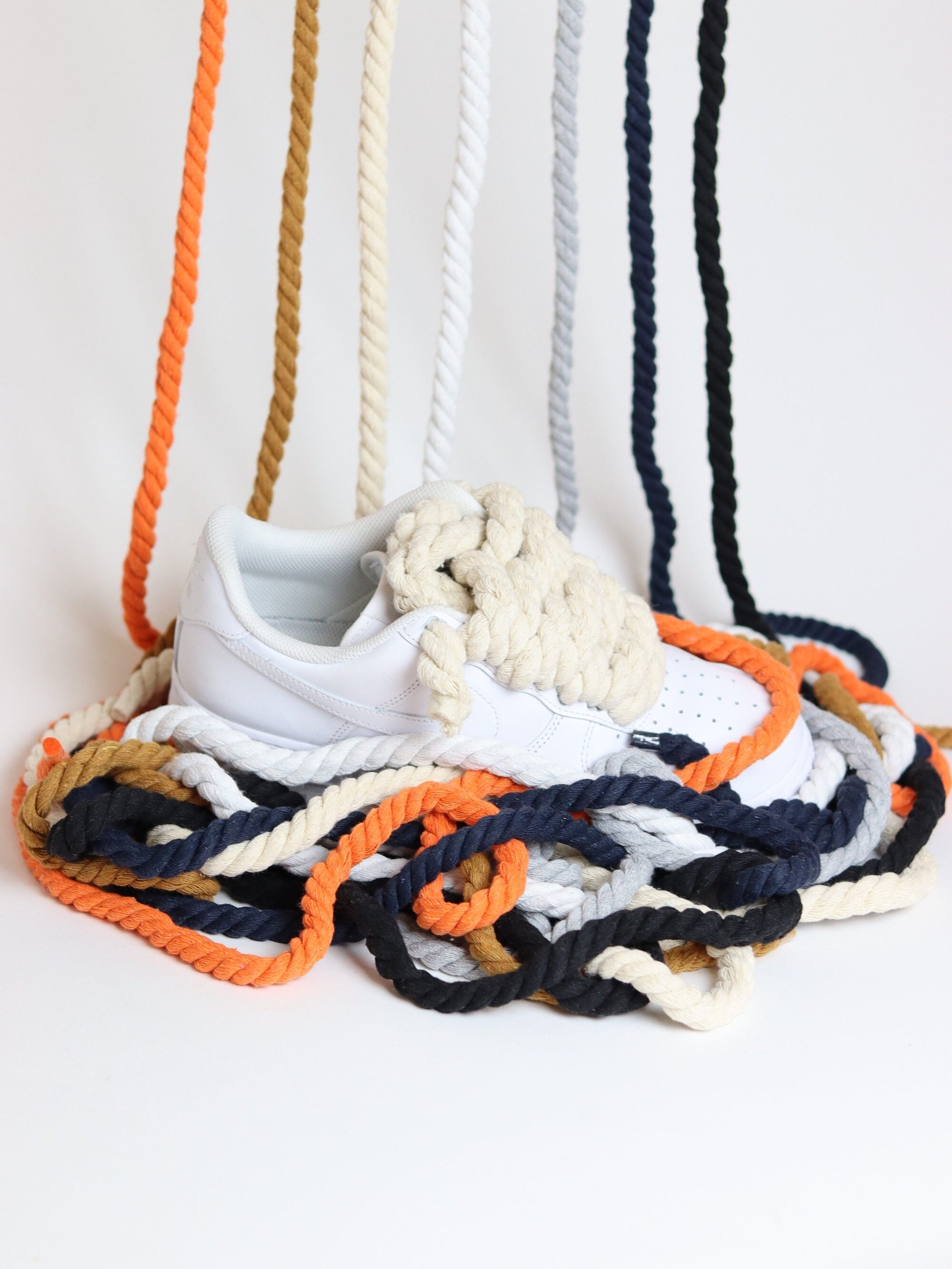 PACK X3 Off-white 10mm Chunky Rope Shoelaces, Natural Texture Shoelaces ...