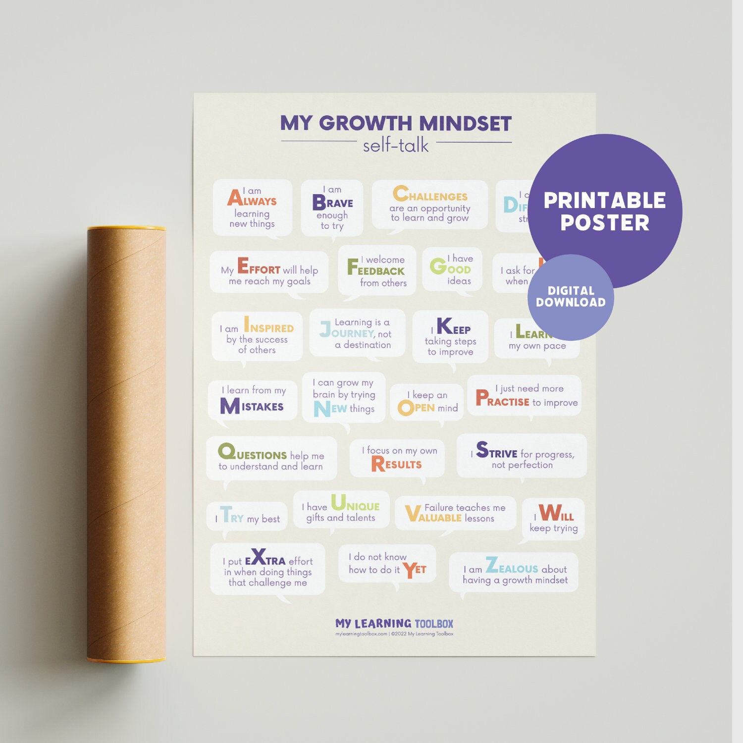 My Growth Mindset Self-talk printable Mindset Poster Emotional ...
