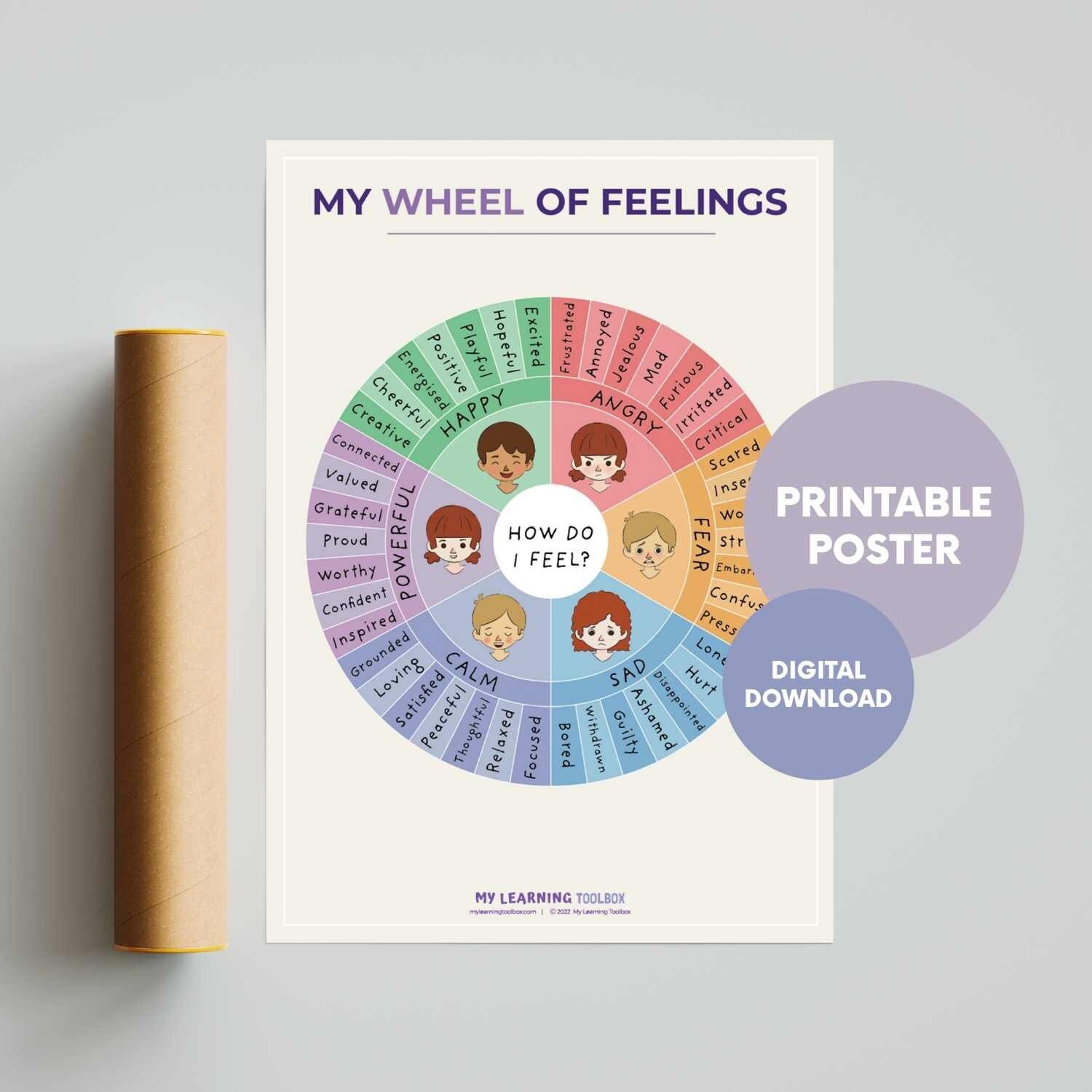 My Wheel of Feelings (printable) | Emotions Poster | Feelings Wheel ...