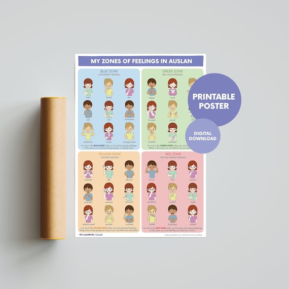 My Zones of Feelings in Auslan printable Emotions Poster - Etsy Hong Kong