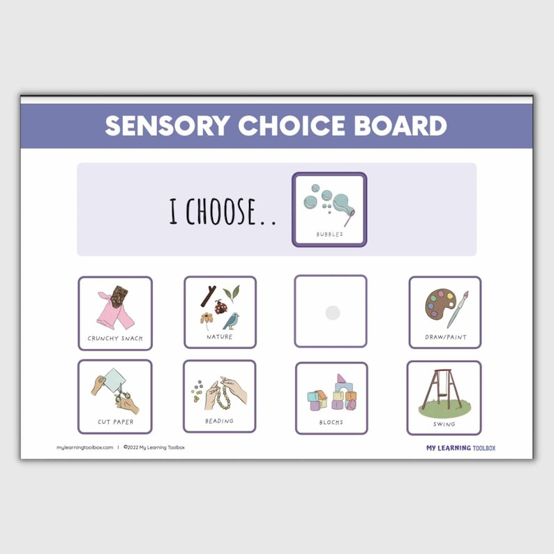 Sensory Choice Board printable Sensory Tools and - Etsy Australia