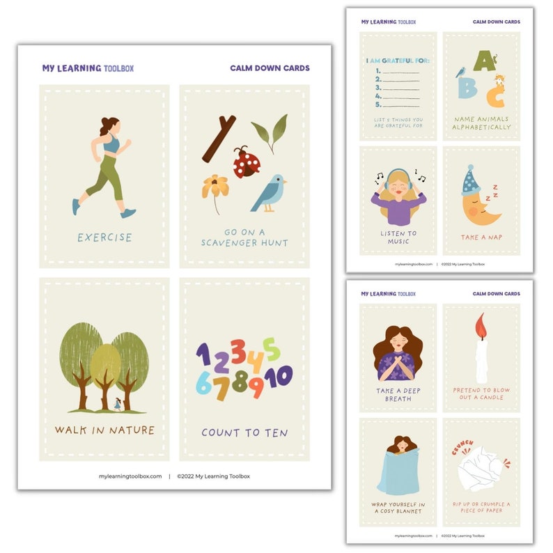 Calm Down Cards printable Self-regulation Strategies - Etsy