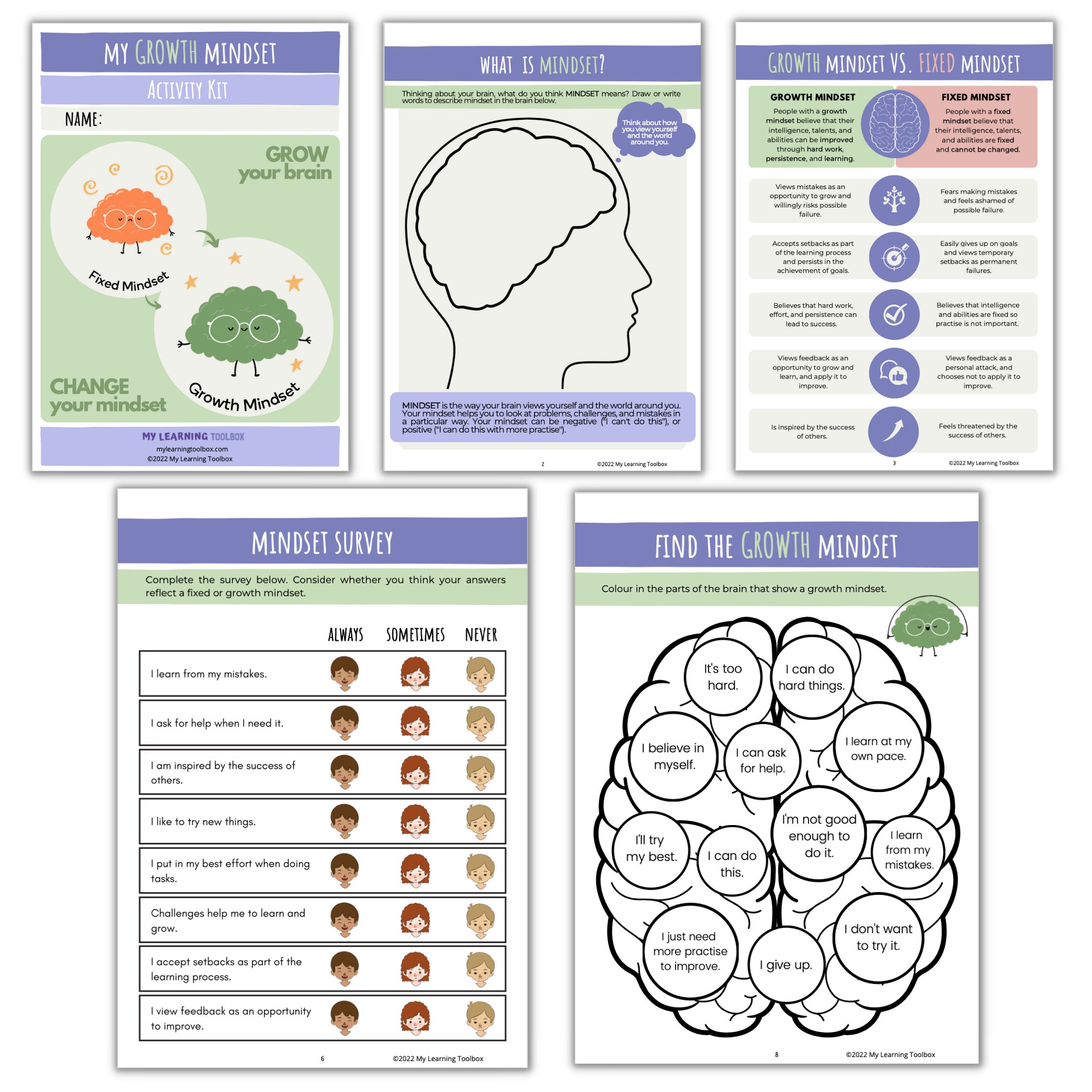 My Growth Mindset Activity Kit printable Mindset - Etsy