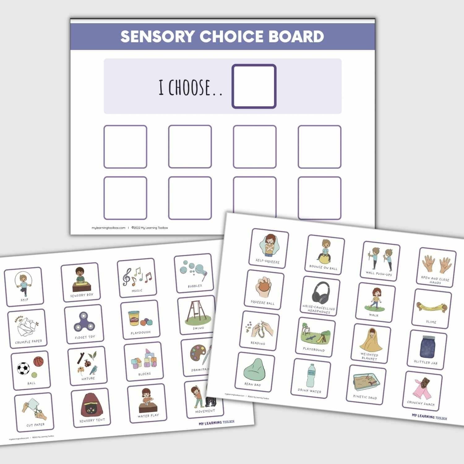 Sensory Choice Board (printable) | Sensory Tools and Activities ...
